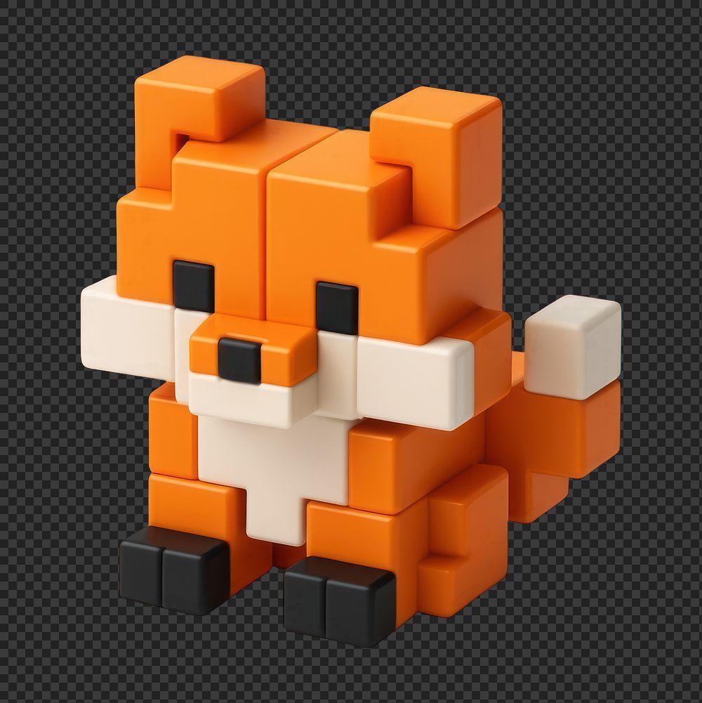 PNG Pixelated fox toy illustration | Free PNG - rawpixel