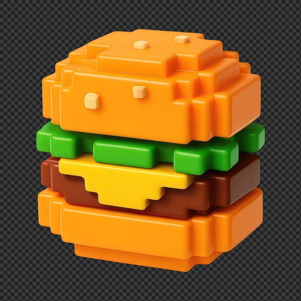 PNG Pixelated burger toy illustration | Free PNG - rawpixel
