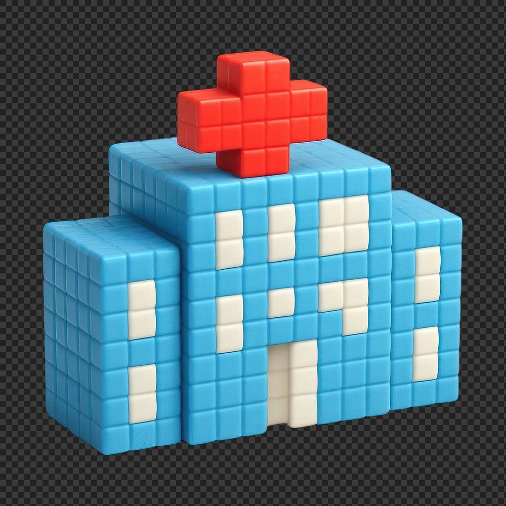 PNG Pixelated hospital building illustration. | Free PNG - rawpixel