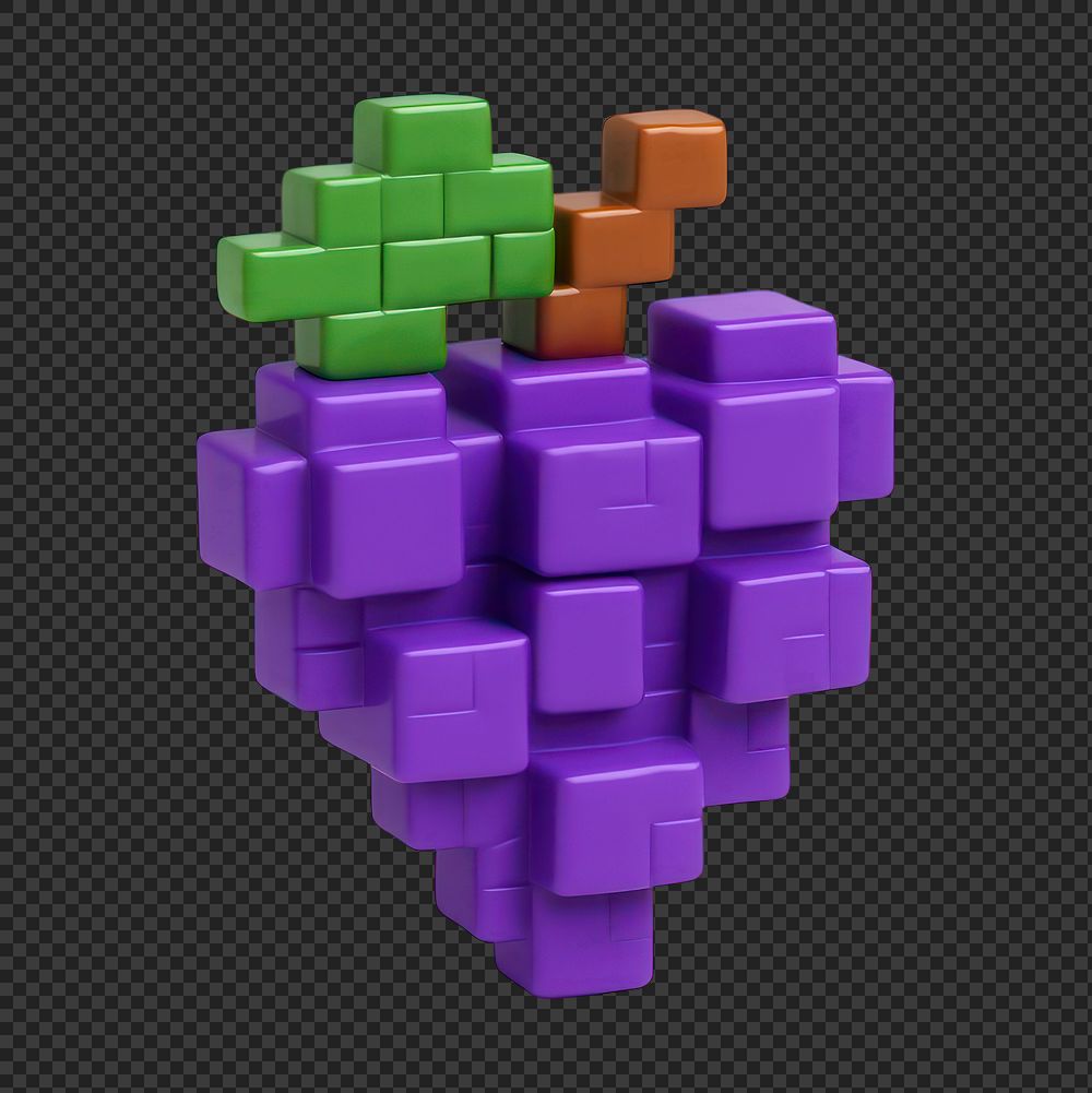 PNG Pixelated 3D grape illustration | Free PNG - rawpixel