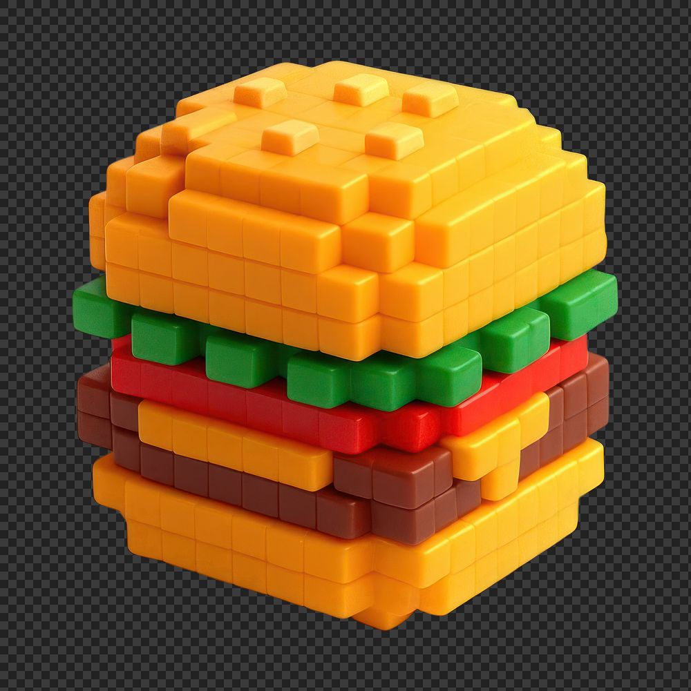 PNG Pixelated burger toy illustration. | Free PNG - rawpixel