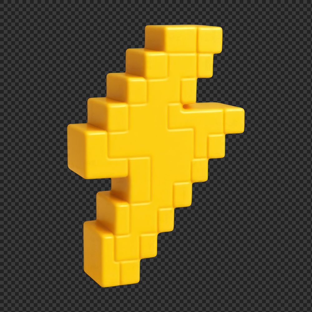 PNG Pixelated yellow lightning bolt | Free PNG - rawpixel