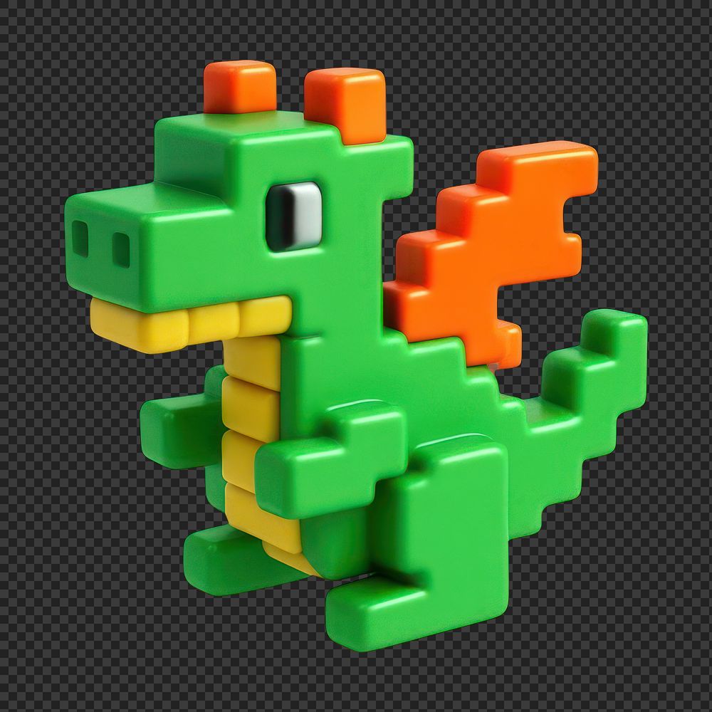 PNG Colorful blocky dragon illustration. | Free PNG - rawpixel