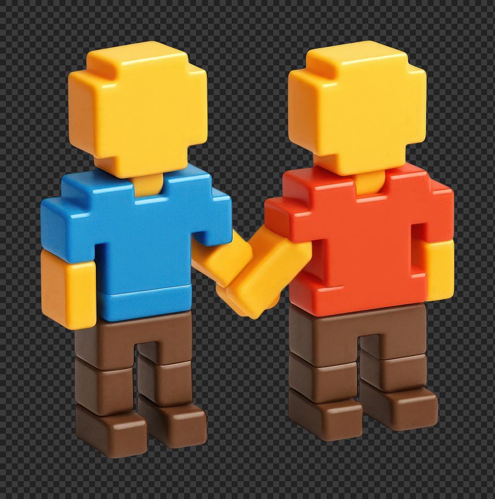 PNG Block figures holding hands | Free PNG - rawpixel