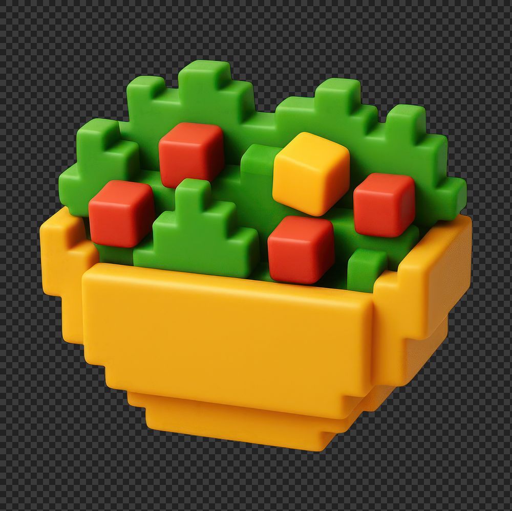 PNG Pixelated salad in bowl | Free PNG - rawpixel
