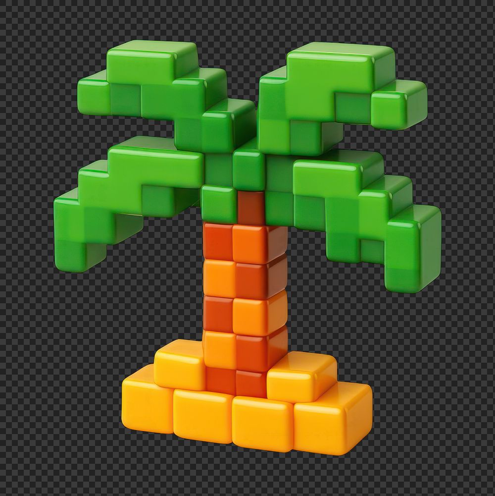 PNG Pixelated palm tree blocks | Free PNG - rawpixel