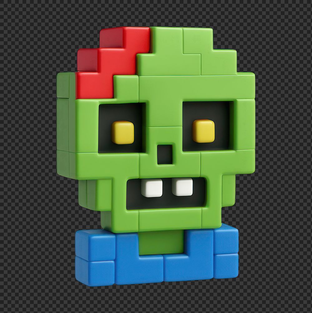 PNG Colorful pixelated zombie toy | Free PNG - rawpixel