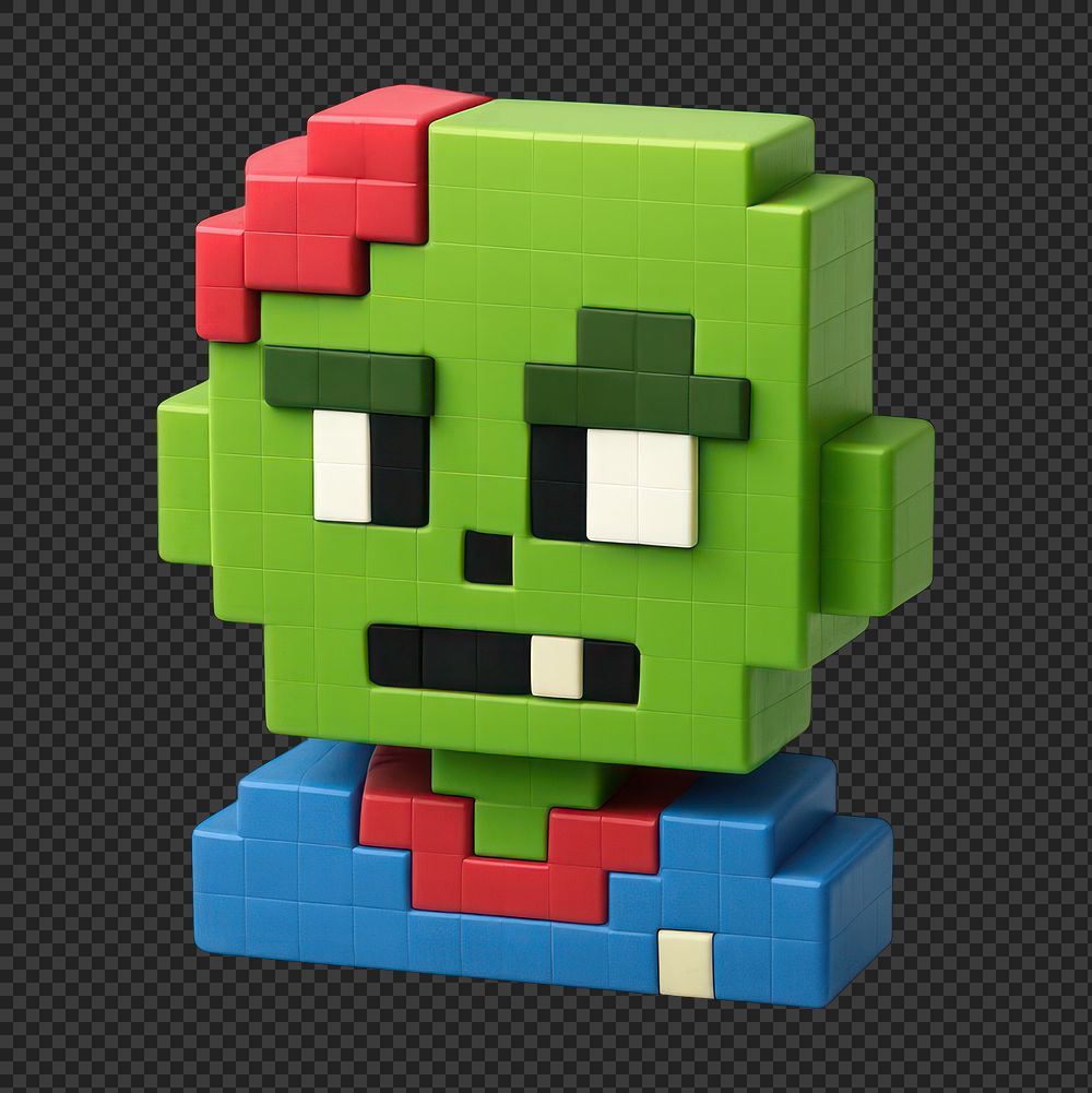 PNG Colorful pixelated zombie toy | Free PNG - rawpixel