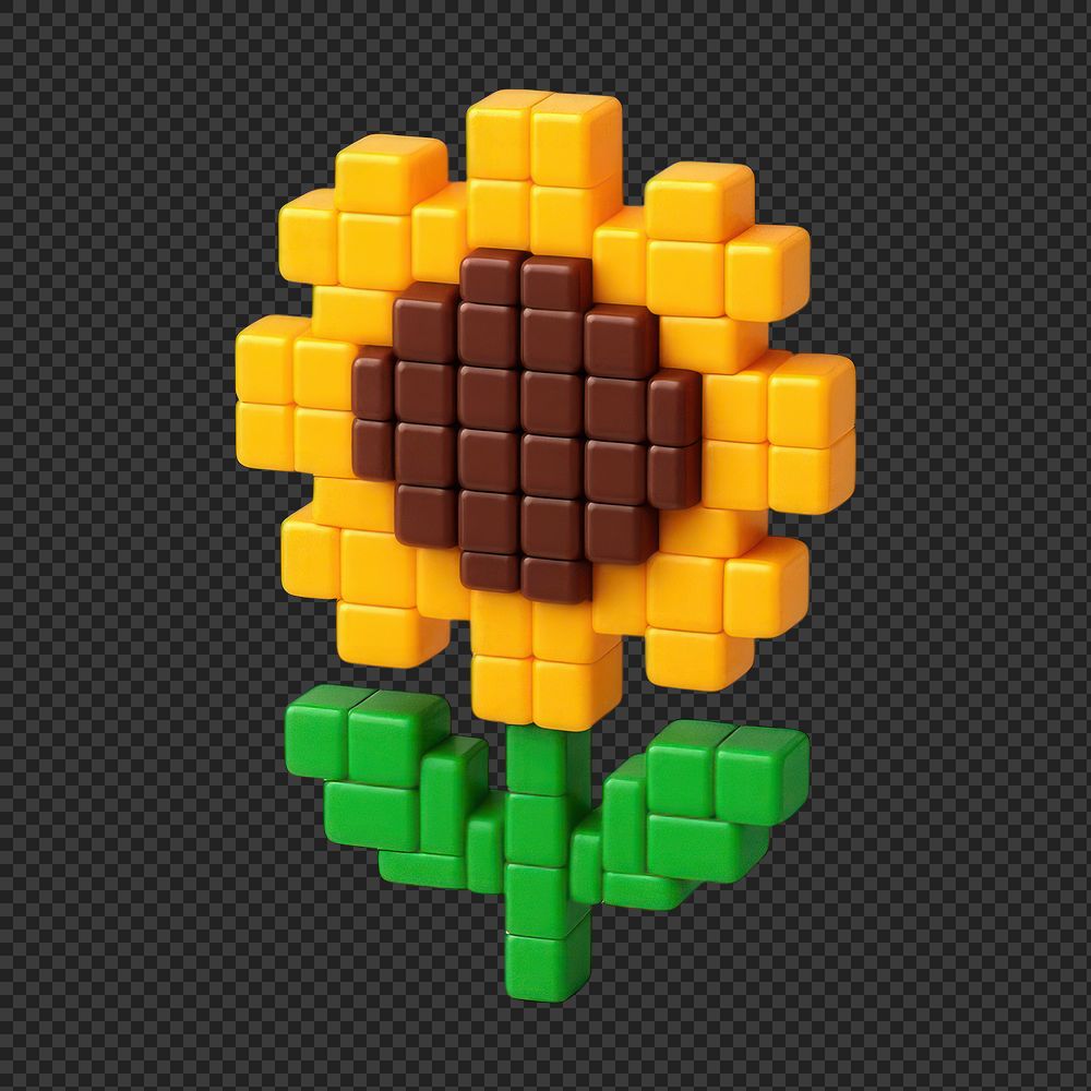 PNG Pixelated sunflower art design | Free PNG - rawpixel