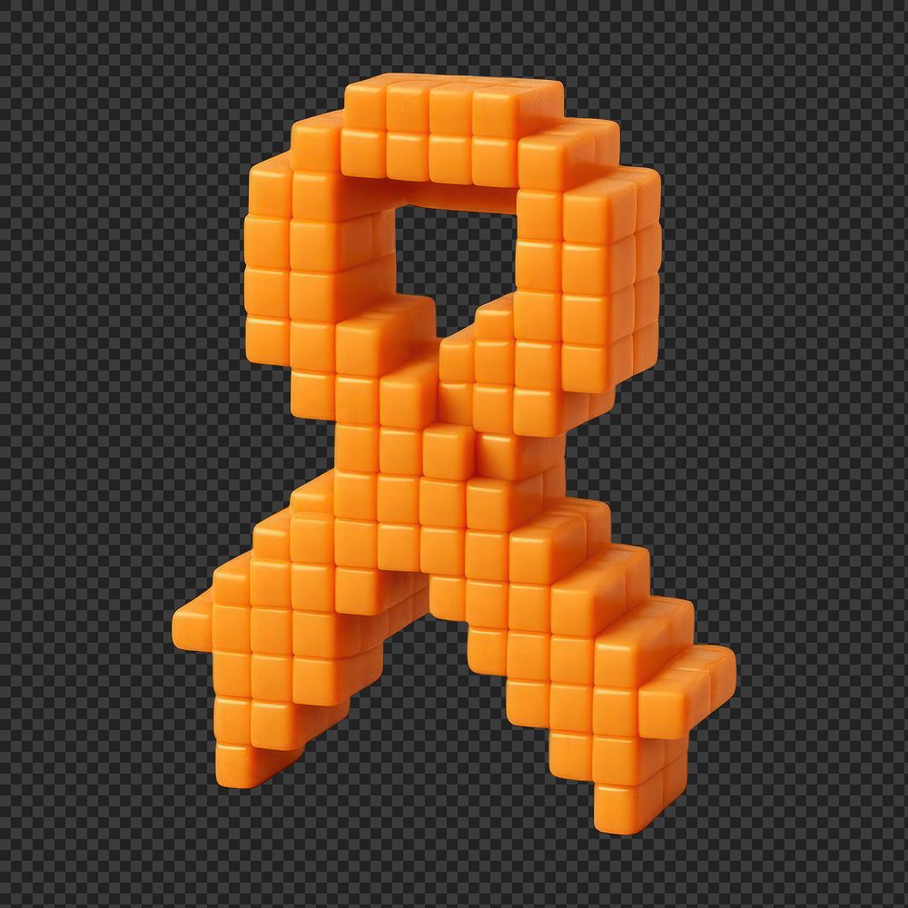 PNG Orange pixelated ribbon sculpture | Free PNG - rawpixel