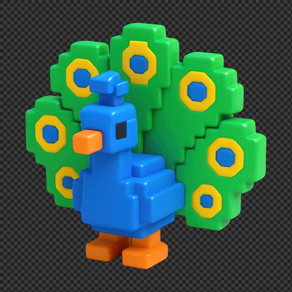 PNG Colorful pixelated peacock illustration | Free PNG - rawpixel