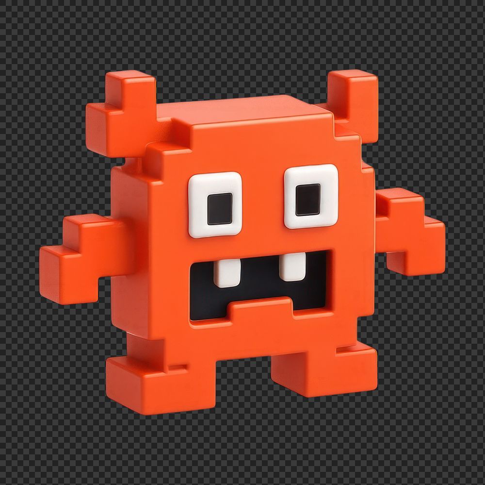 PNG Cute orange blocky monster | Free PNG - rawpixel