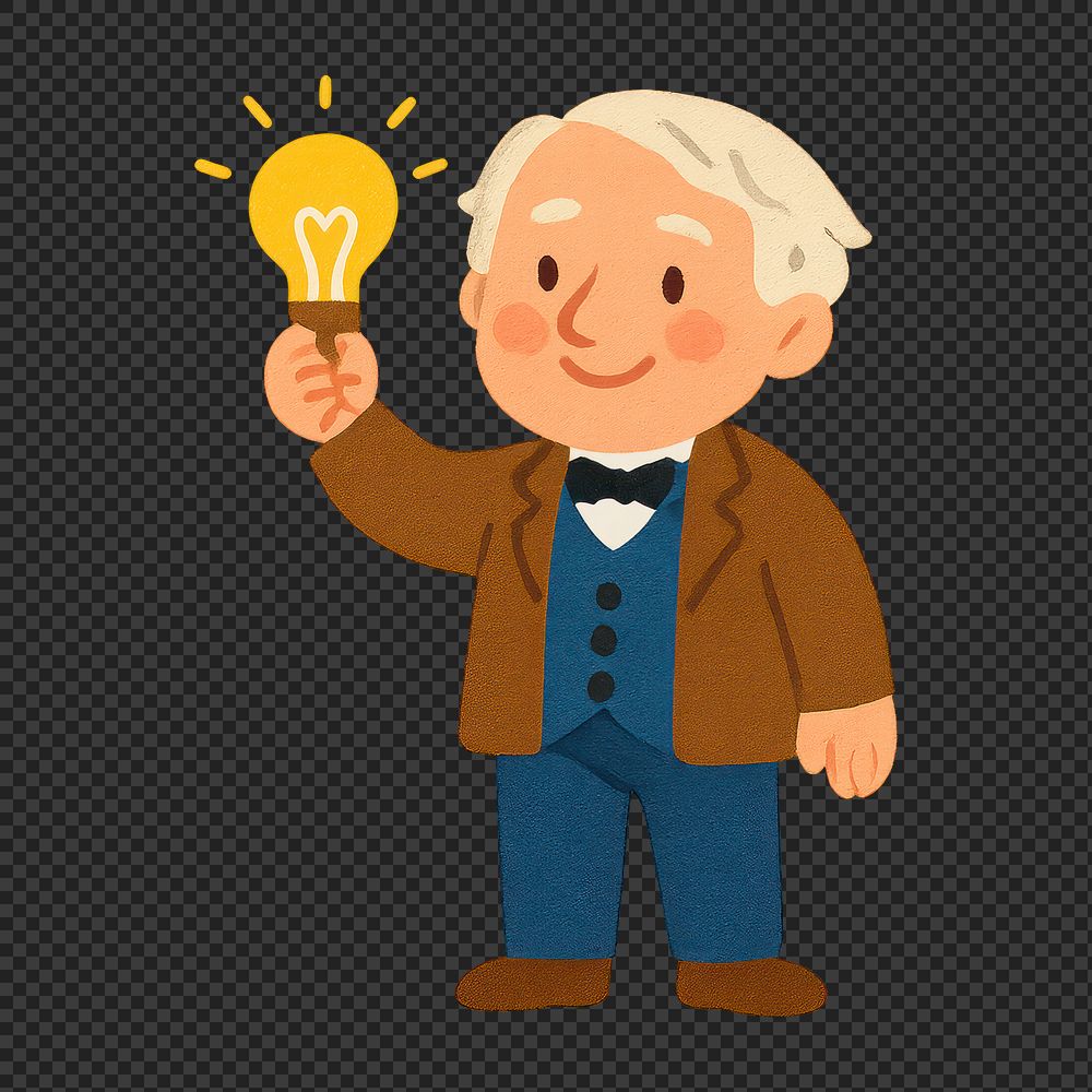 PNG Inventor cartoon holding lightbulb | Free PNG - rawpixel