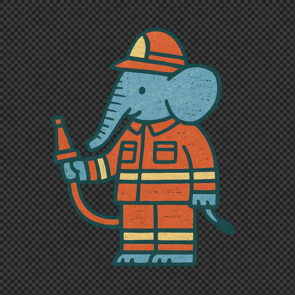 PNG Elephant firefighter cartoon illustration | Free PNG - rawpixel
