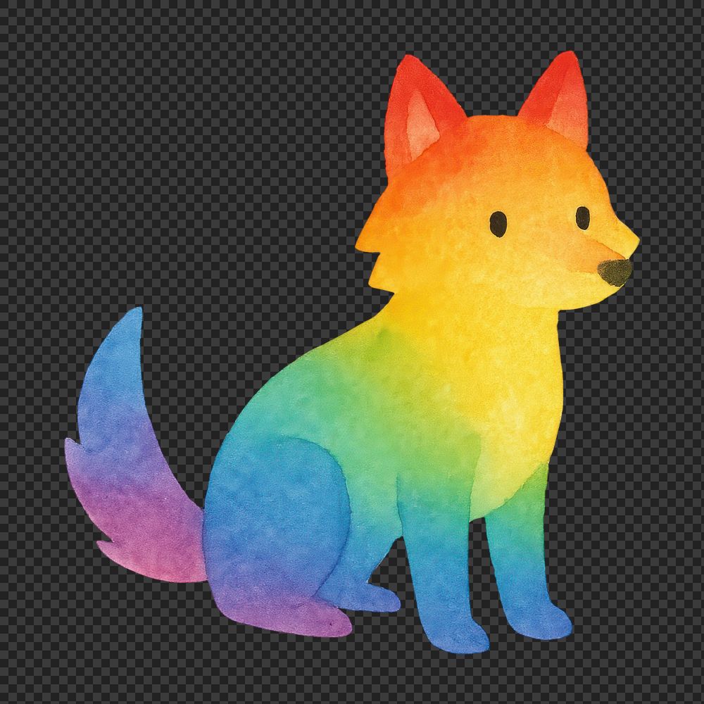 PNG Colorful rainbow watercolor fox | Free PNG - rawpixel