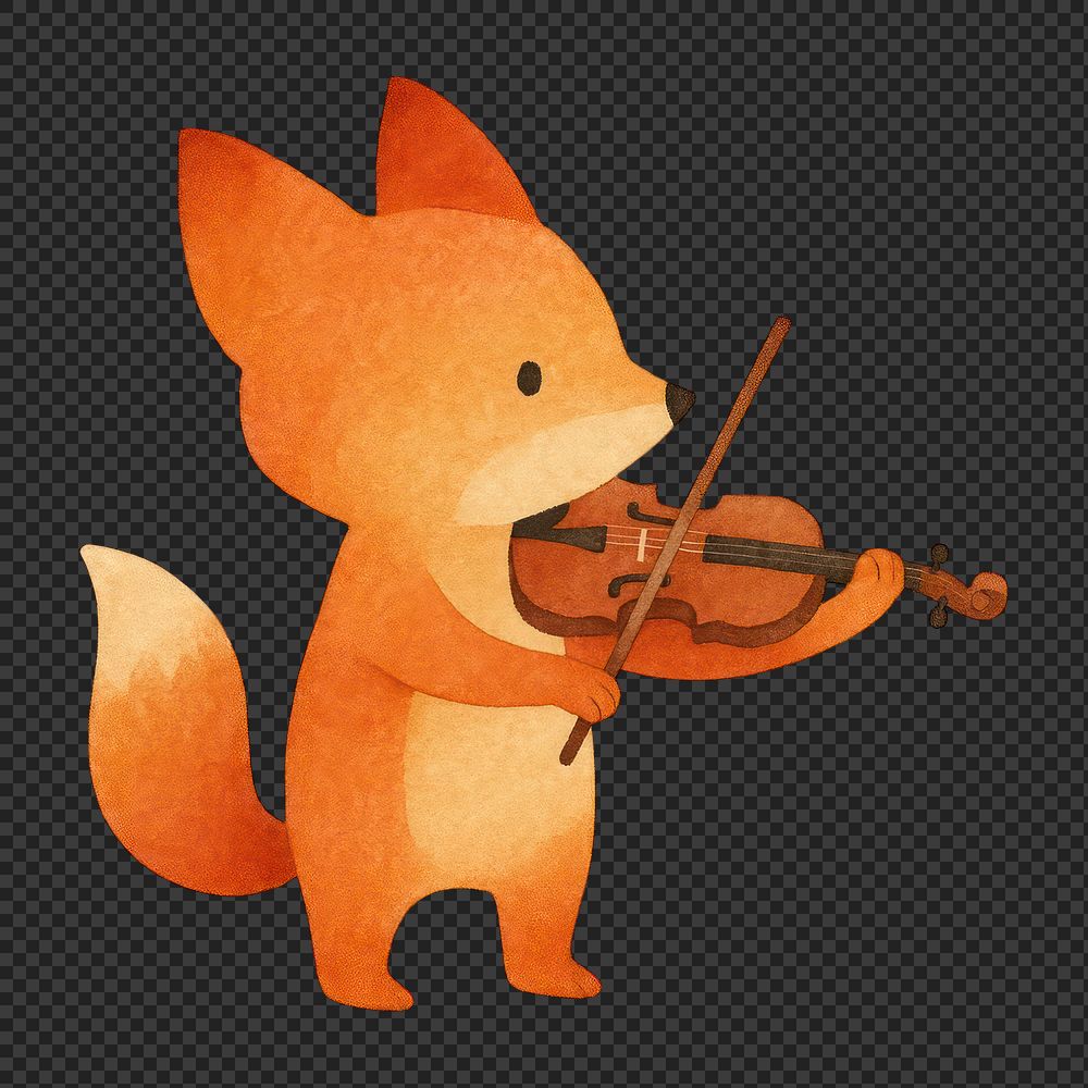 PNG Charming fox playing violin | Free PNG - rawpixel