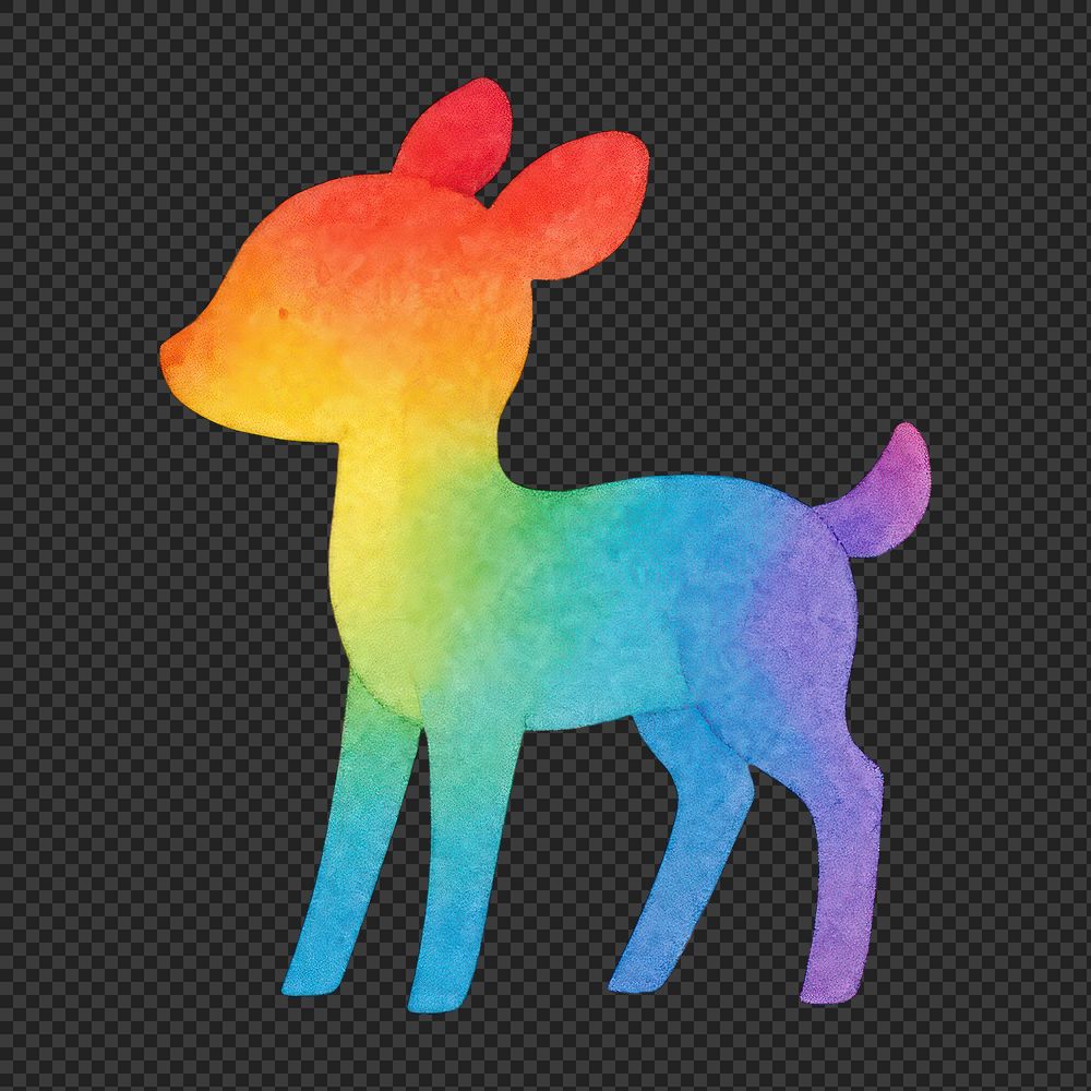 PNG Colorful watercolor rainbow deer | Free PNG - rawpixel