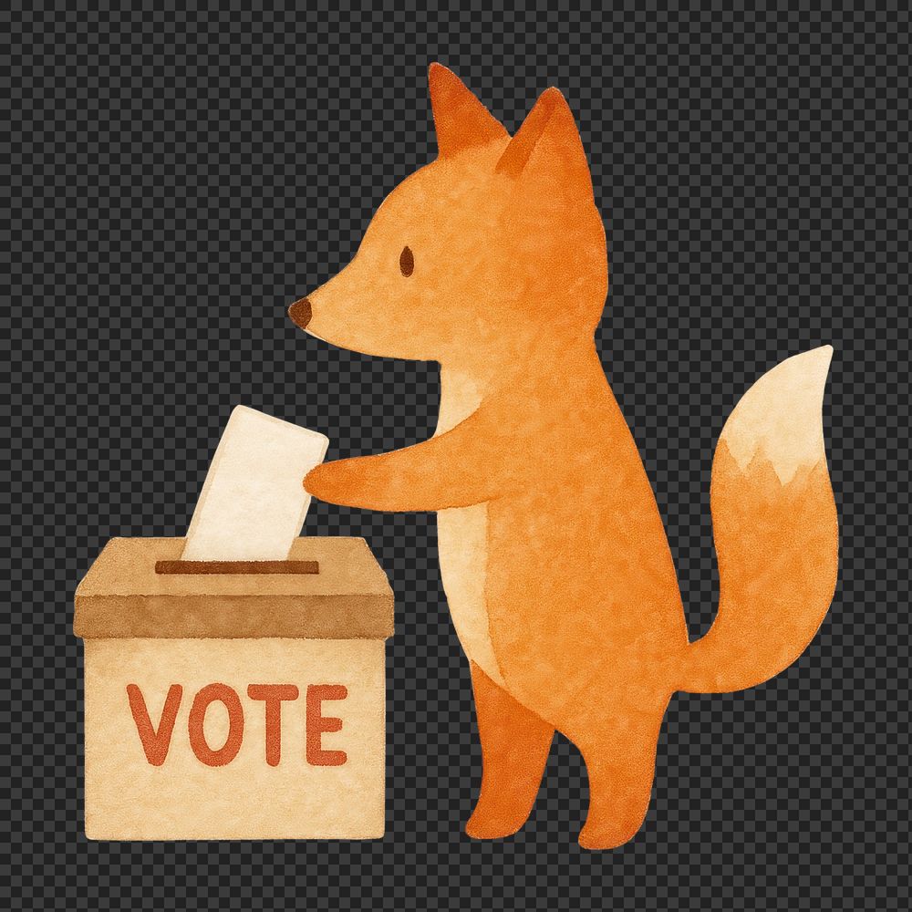 PNG Fox voting illustration watercolor | Free PNG - rawpixel