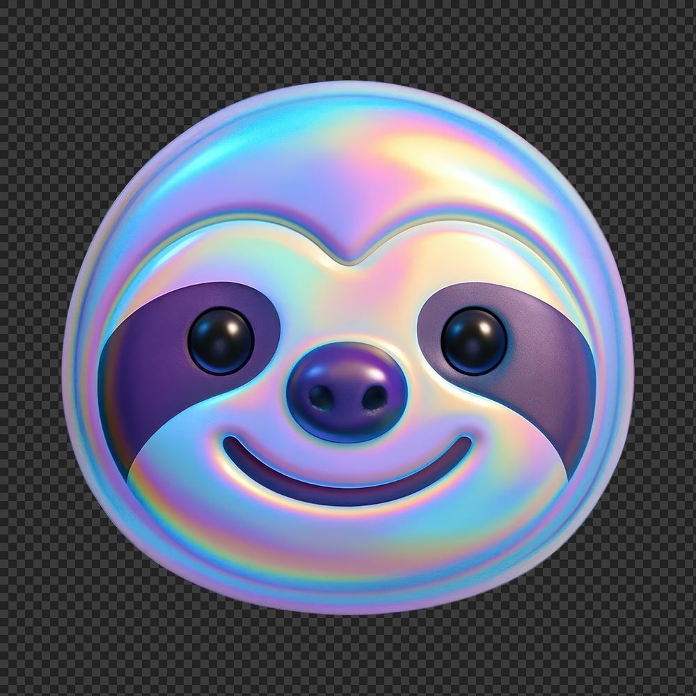 PNG Holographic sloth emoji illustration | Free PNG - rawpixel