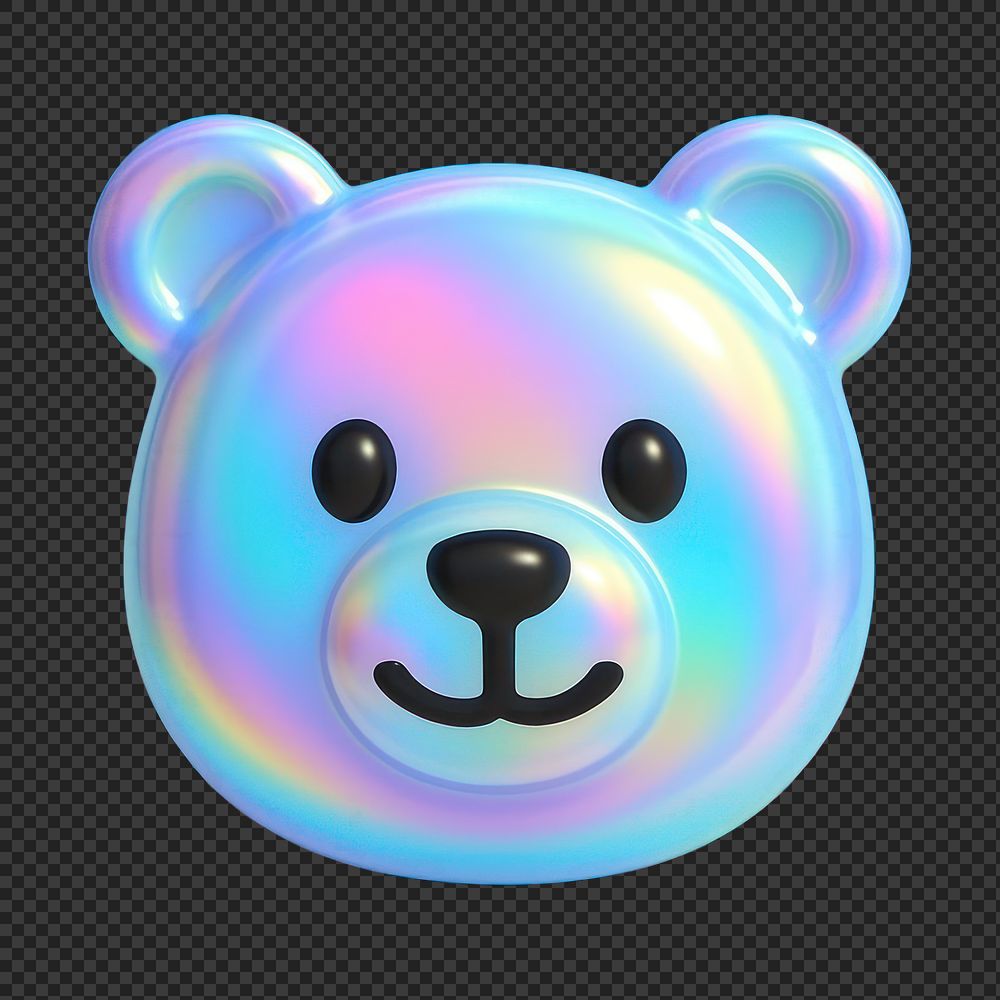PNG Holographic bear face illustration | Free PNG - rawpixel