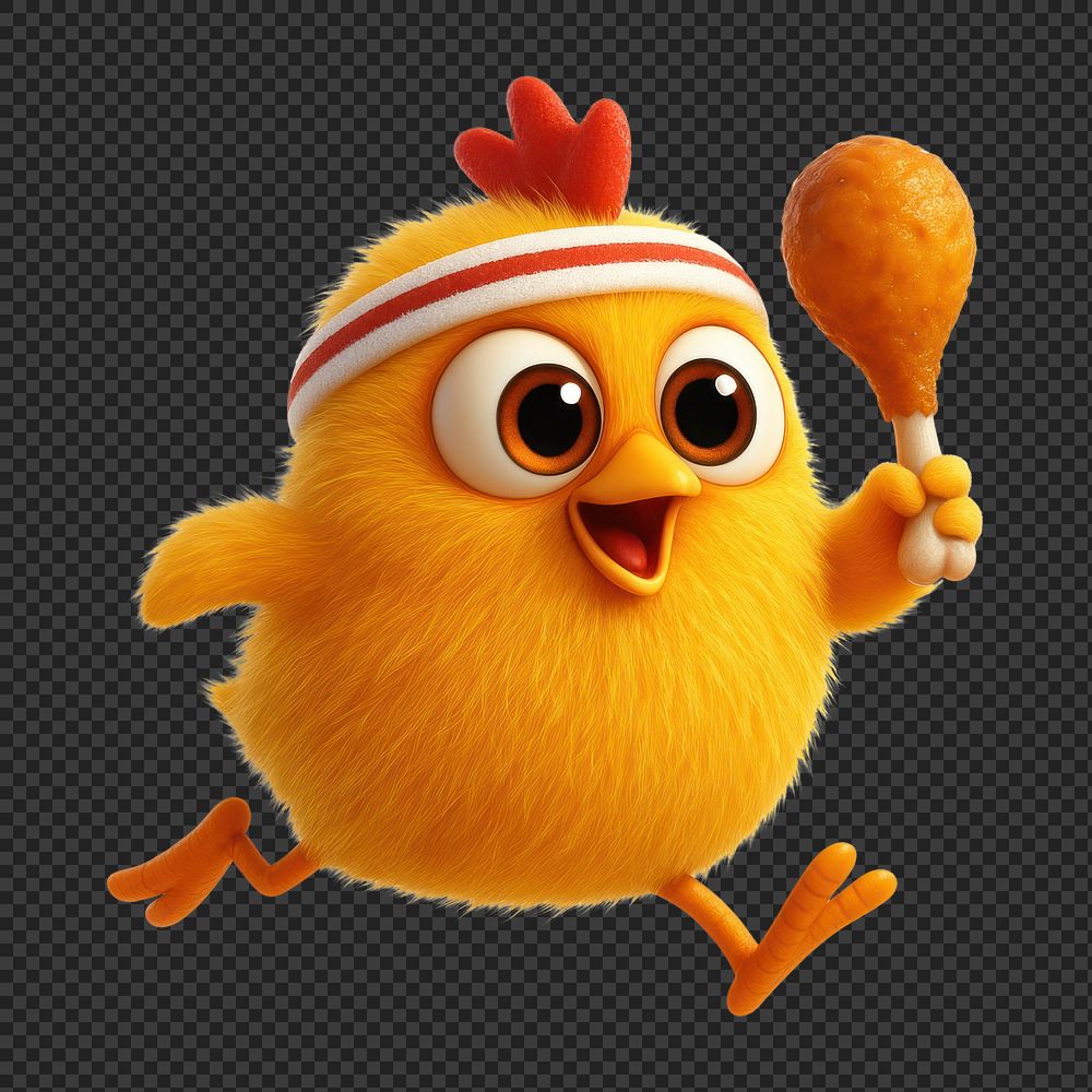 PNG Joyful chicken with drumstick | Free PNG - rawpixel