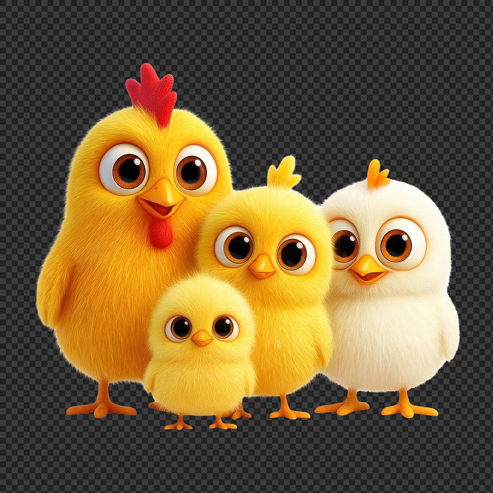 PNG Cute fluffy chicks family | Free PNG - rawpixel