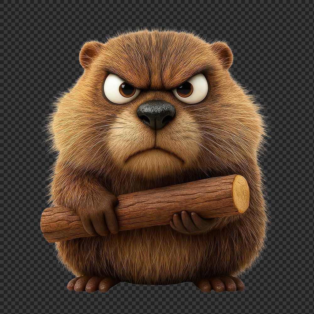 PNG Angry beaver holding log. | Free PNG - rawpixel