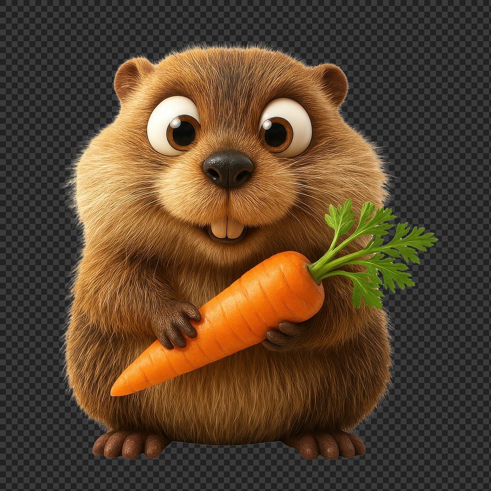 PNG Cute beaver holding carrot | Free PNG - rawpixel