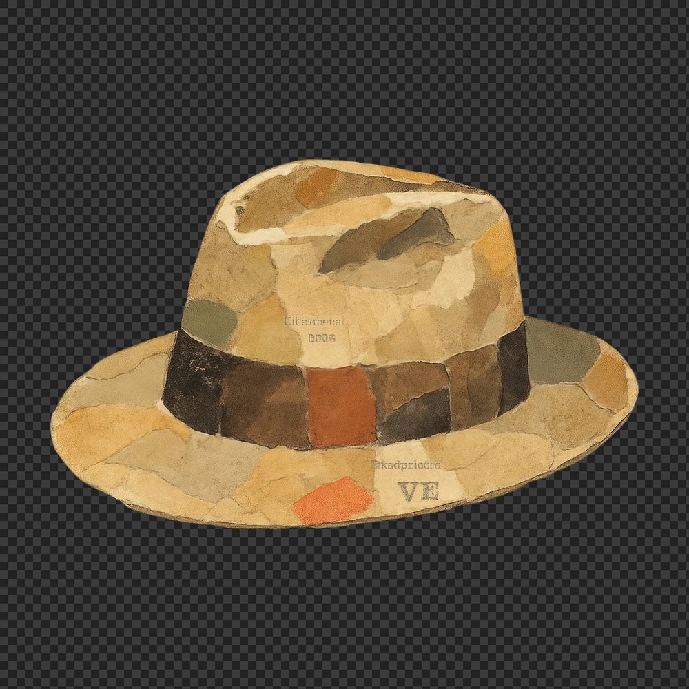 PNG Vintage collage-style fedora illustration | Free PNG - rawpixel