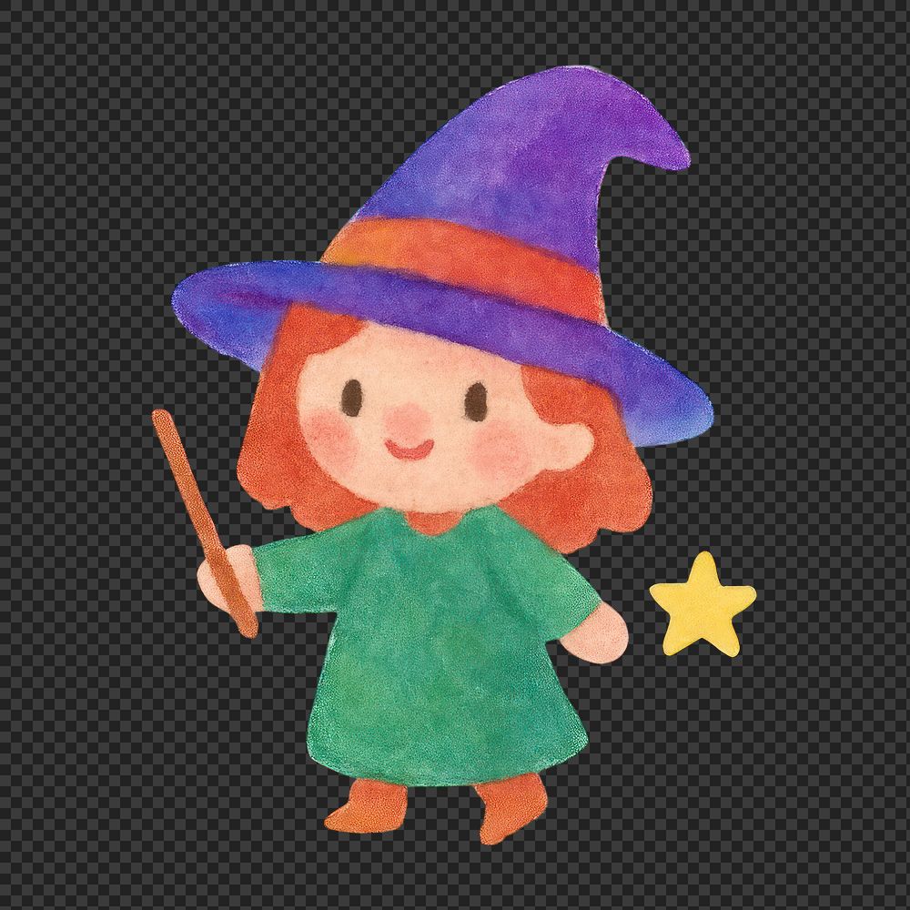 PNG Cute witch casting magic | Free PNG - rawpixel
