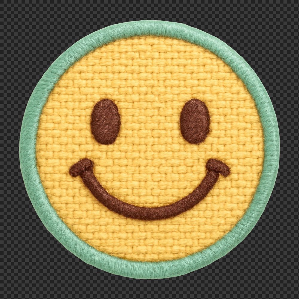 PNG Embroidered smiley face patch | Free PNG - rawpixel