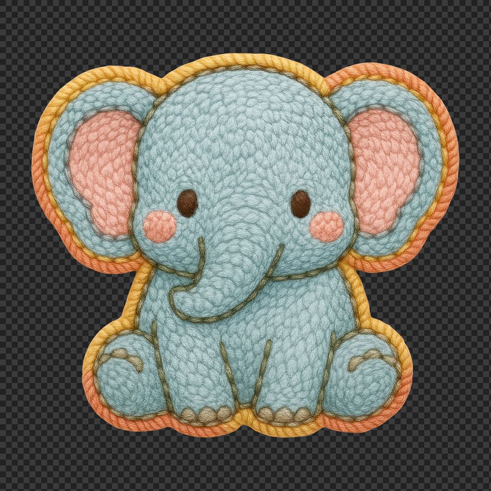 PNG Cute embroidered elephant illustration | Free PNG - rawpixel