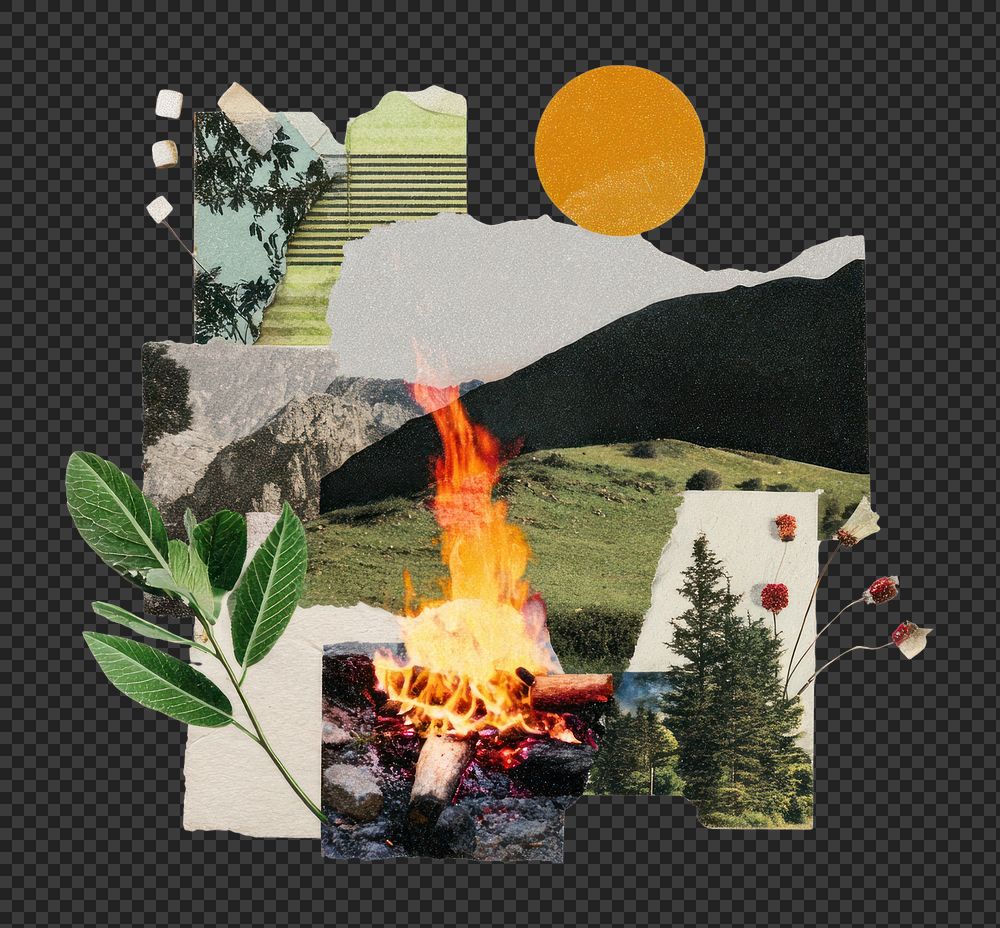 PNG Summer fire camping collage | Free PNG - rawpixel