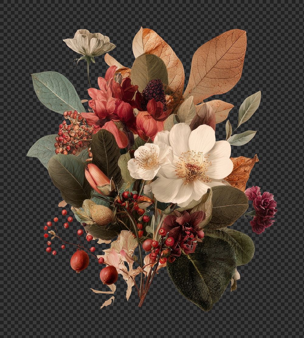 PNG Autumn flowers vintage floral | Premium PNG - rawpixel