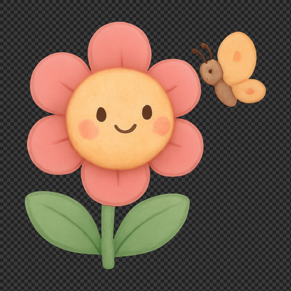 PNG Cute flower smiling face | Free PNG - rawpixel