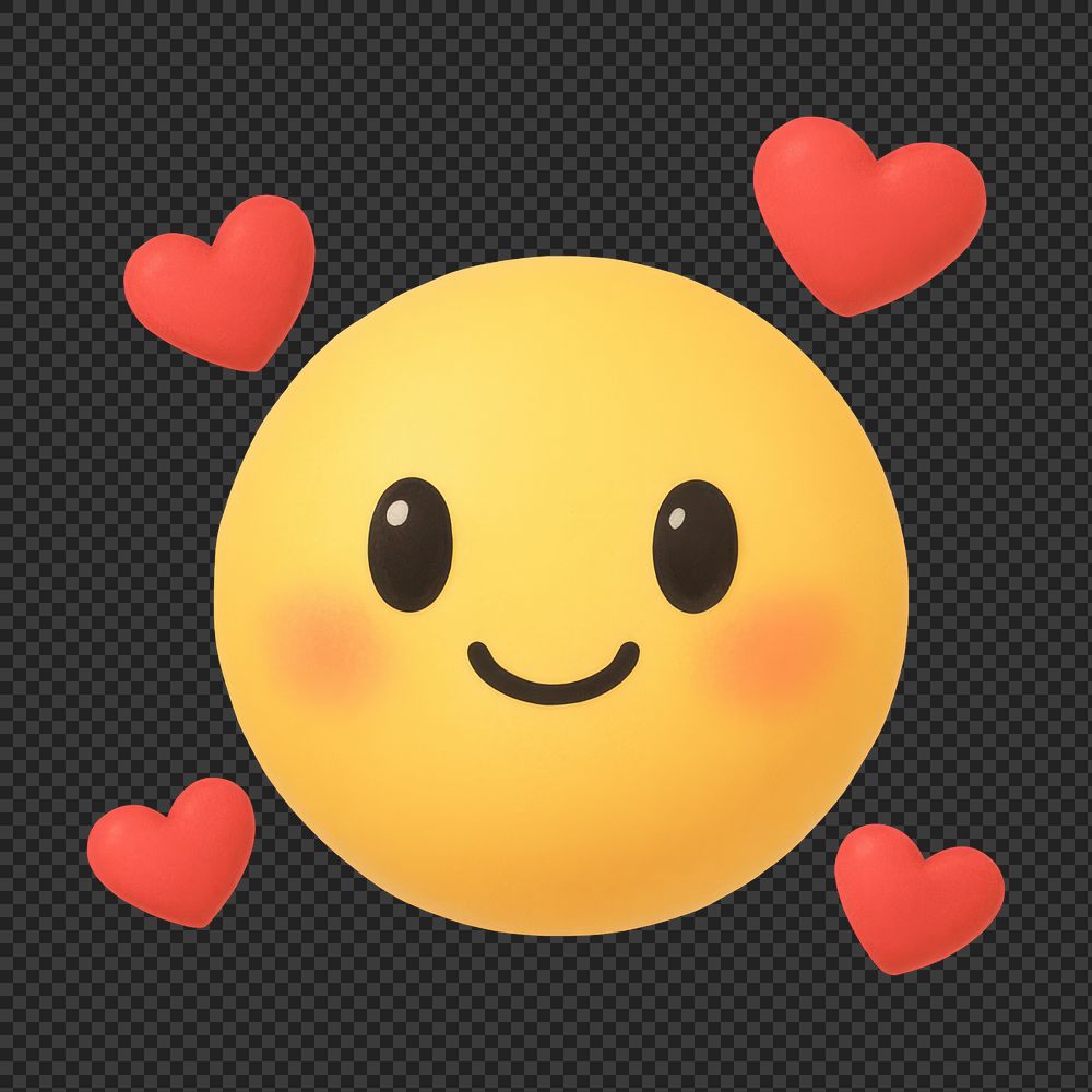PNG Smiling emoji surrounded hearts | Free PNG - rawpixel