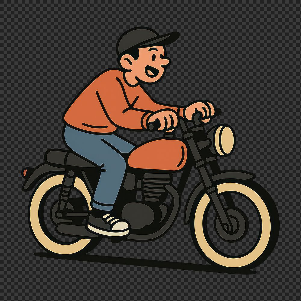 PNG Cartoon character riding motorcycle | Free PNG - rawpixel