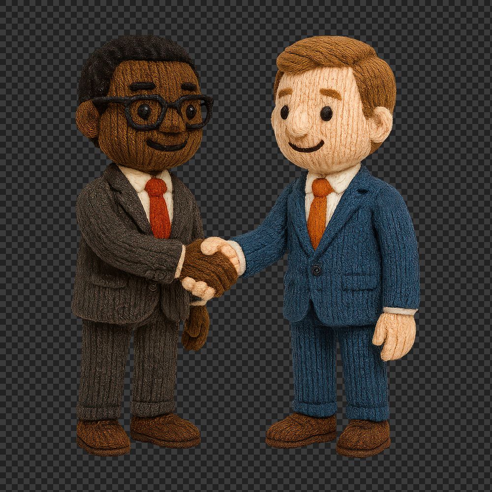 PNG Handcrafted business handshake figures | Free PNG - rawpixel