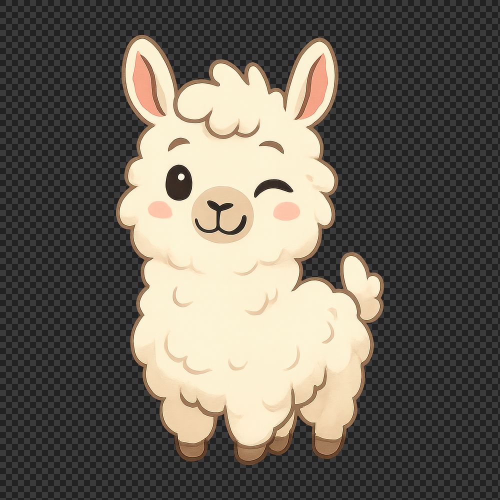 PNG Cute cartoon llama winking | Free PNG - rawpixel