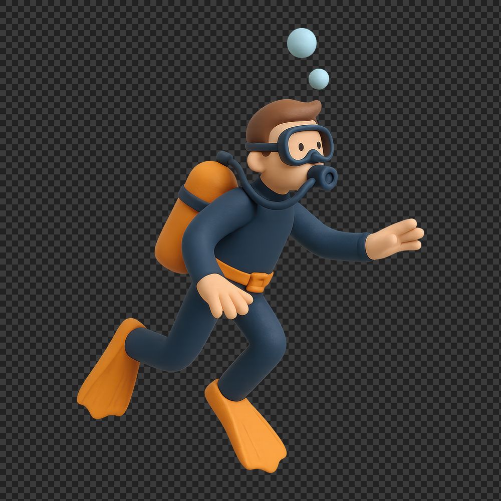 PNG 3D diver underwater exploration | Free PNG - rawpixel
