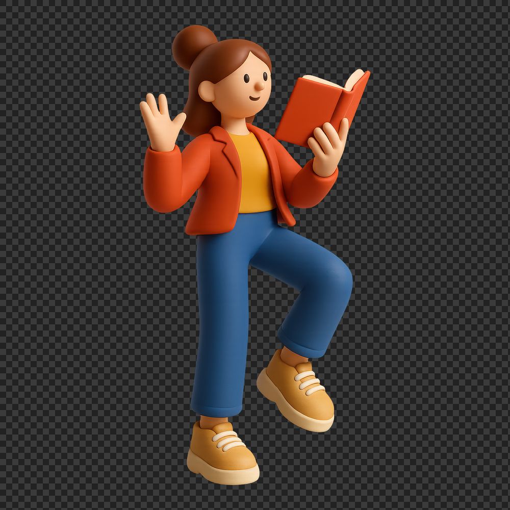 PNG 3D character reading book | Free PNG - rawpixel