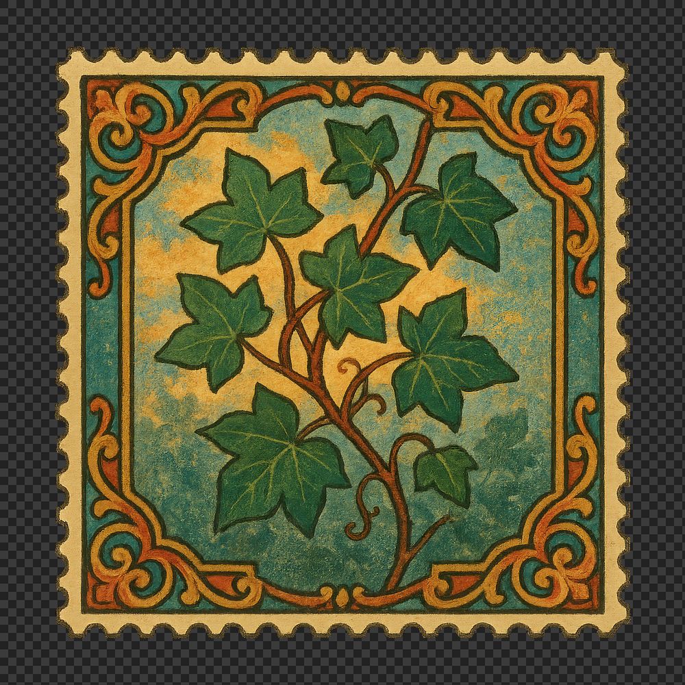 PNG Vintage botanical postage stamp | Free PNG - rawpixel