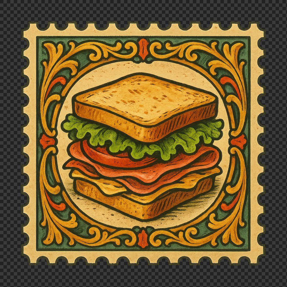 PNG Vintage sandwich postage stamp | Free PNG - rawpixel
