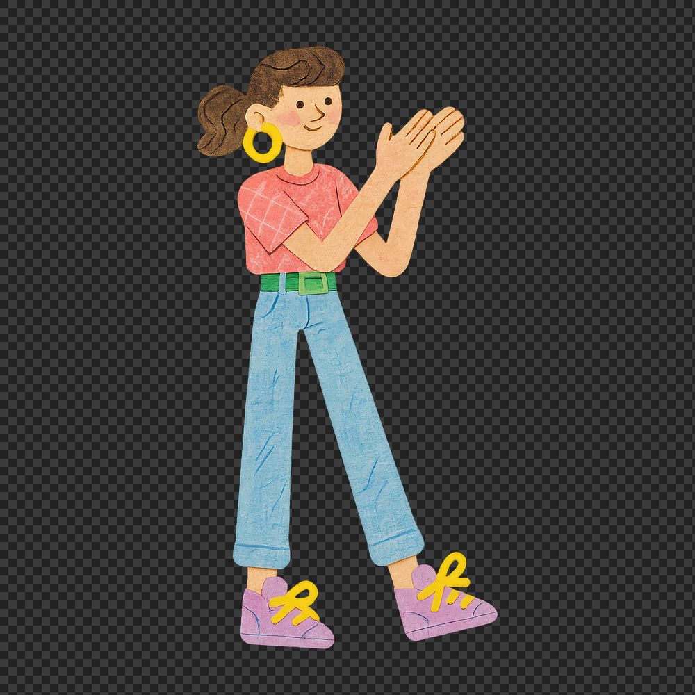 PNG Cheerful cartoon character clapping | Free PNG - rawpixel