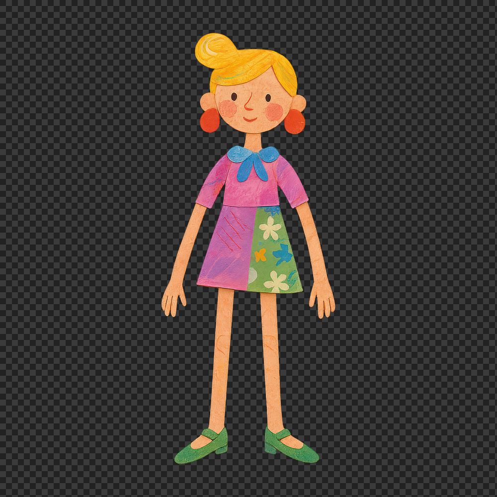 PNG Colorful cartoon girl illustration | Free PNG - rawpixel