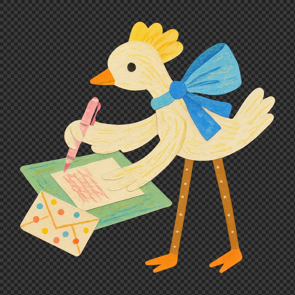 PNG Whimsical duck writing letter | Free PNG - rawpixel