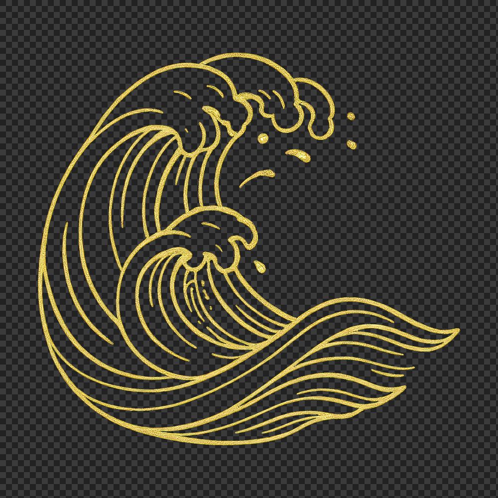 PNG Golden wave line art | Free PNG - rawpixel