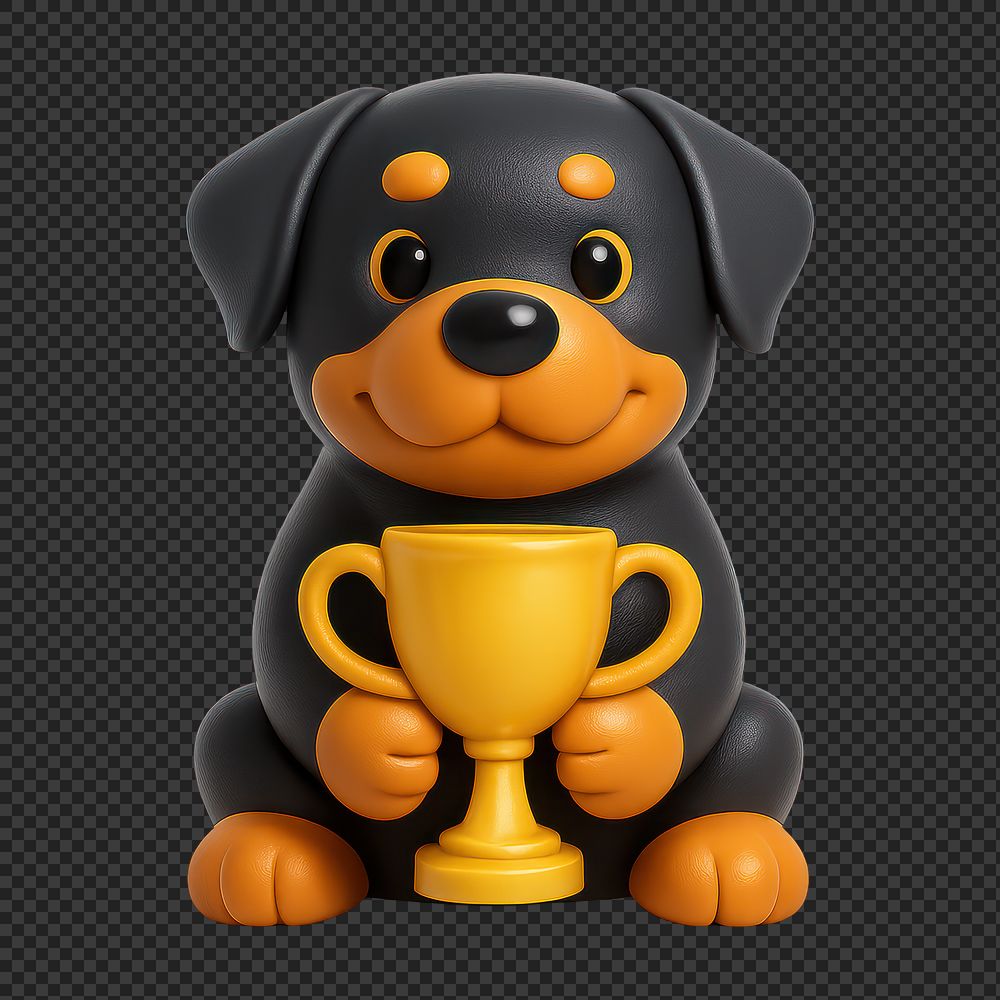 PNG Cute dog holding trophy | Free PNG - rawpixel