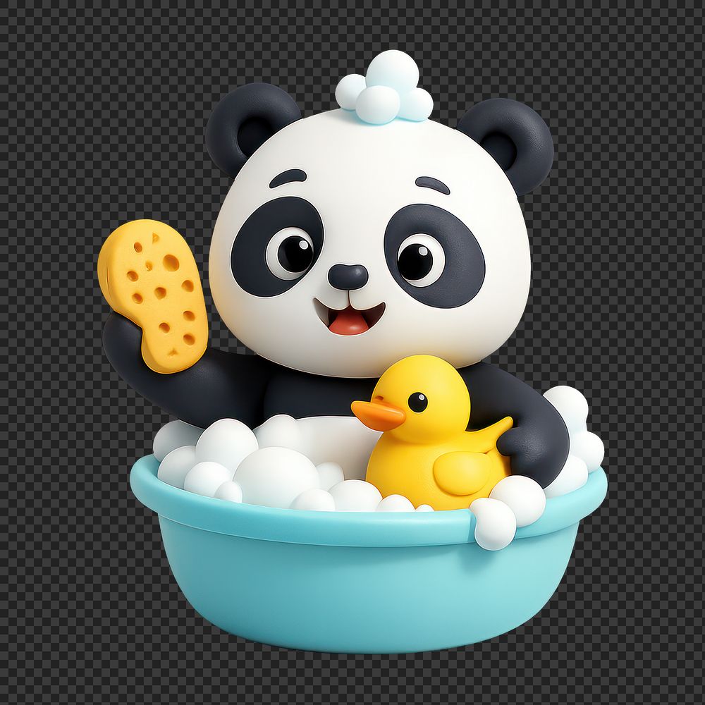 PNG Cute panda bath time | Free PNG - rawpixel
