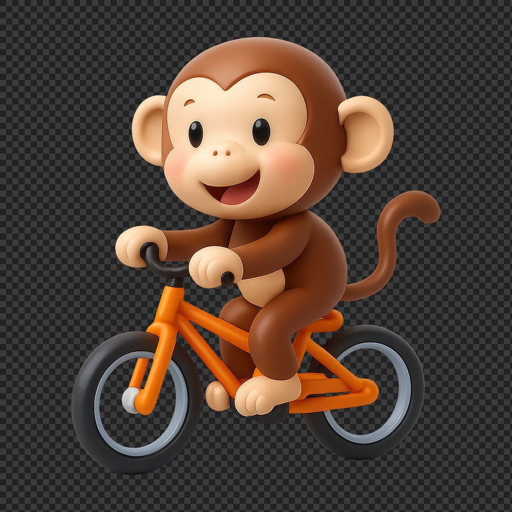 PNG Cute monkey riding bicycle | Free PNG - rawpixel